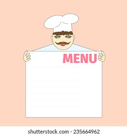 Chef Holding Menu Sign: เวกเตอร์สต็อก (ปลอดค่าลิขสิทธิ์) 223109557 ...