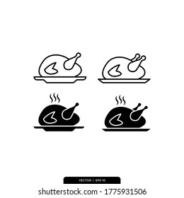Cooked Chicken Icons Vector Illustration Logo Stock Vector (Royalty ...
