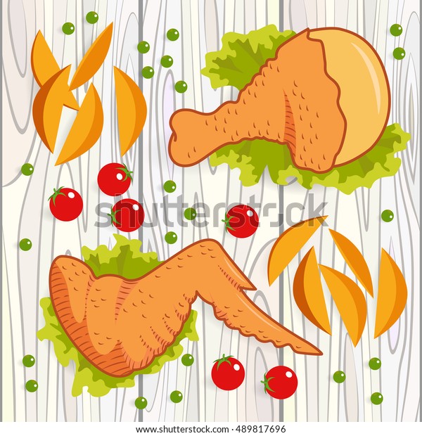 Cooked Fresh Chicken Pieces Vector Illustration Stock Vector (Royalty ...