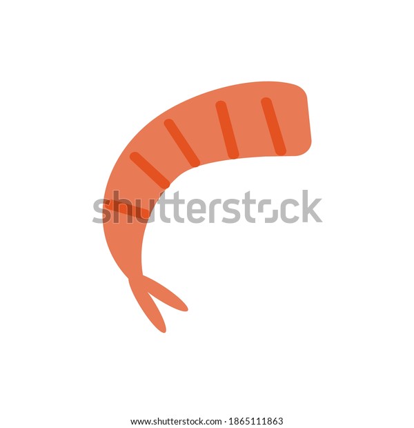 Cooked Headless Shrimp On White Background Stock Vector (Royalty Free ...