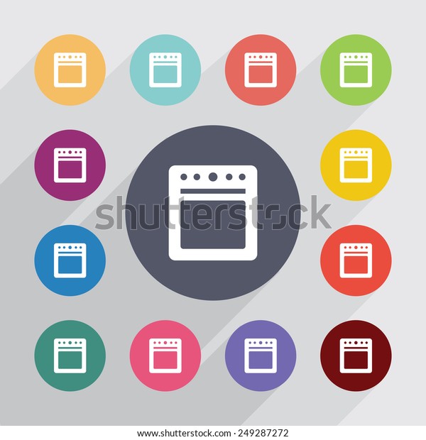 Cooker Circle Flat Icons Set Round Stock Vector (Royalty Free ...