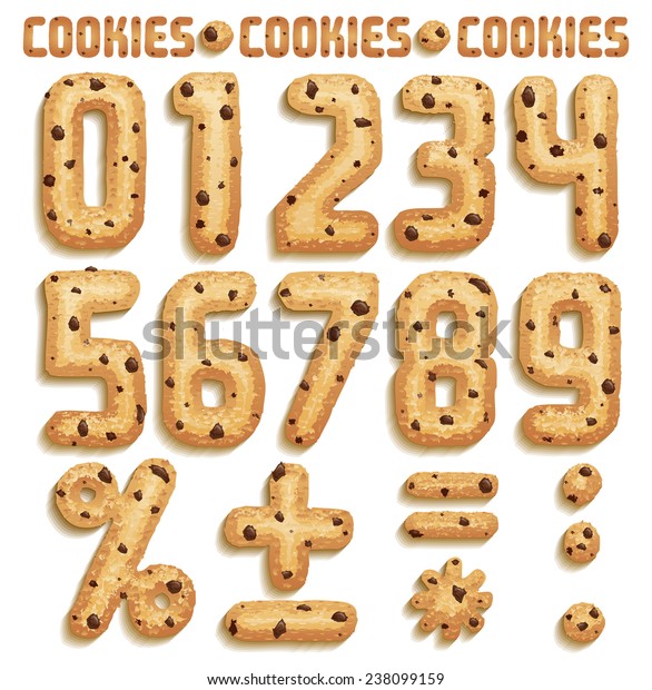 Cookie Font Chocolate Chips Digits Part Stock Vector (Royalty Free ...