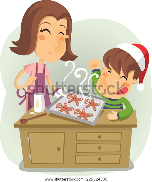 Cooking Christmas Eve Vector Cartoon Illustration Stock Vector (Royalty ...