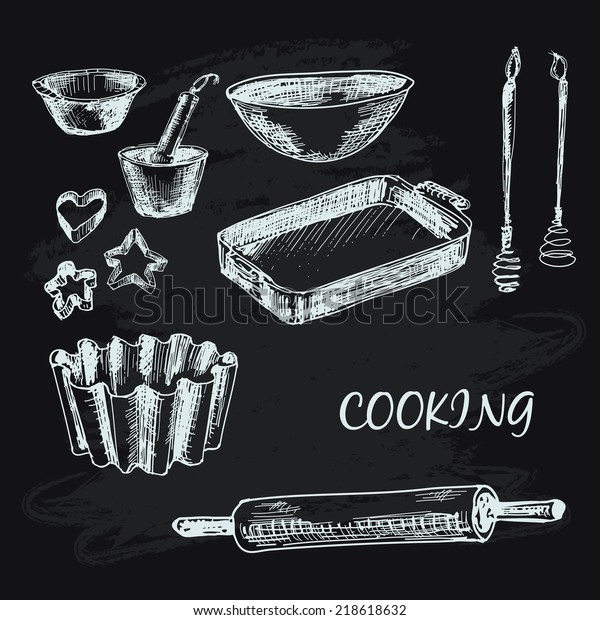Cooking Collection Set Hand Drawn Illustrations Stock Vector (Royalty ...