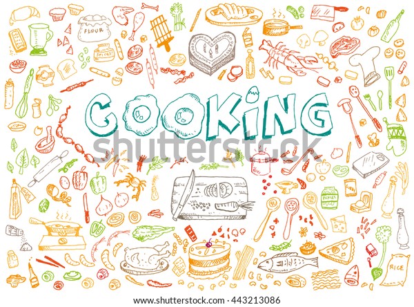 Cooking Doodle Art Style Concept Editable Stock Vector (Royalty Free ...