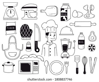 Cooking Doodle Set Vector Illustration Stock Vector (Royalty Free ...
