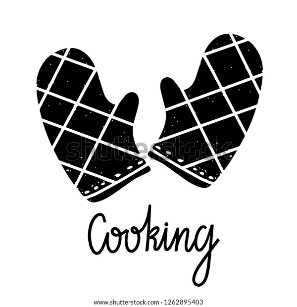 Cooking Gloves Black Hand Drawn Icon Stock Vector (Royalty Free) 1262895403