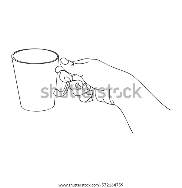 Cooking Hand Cup Line Drawing Isolated Stock Vector (Royalty Free ...