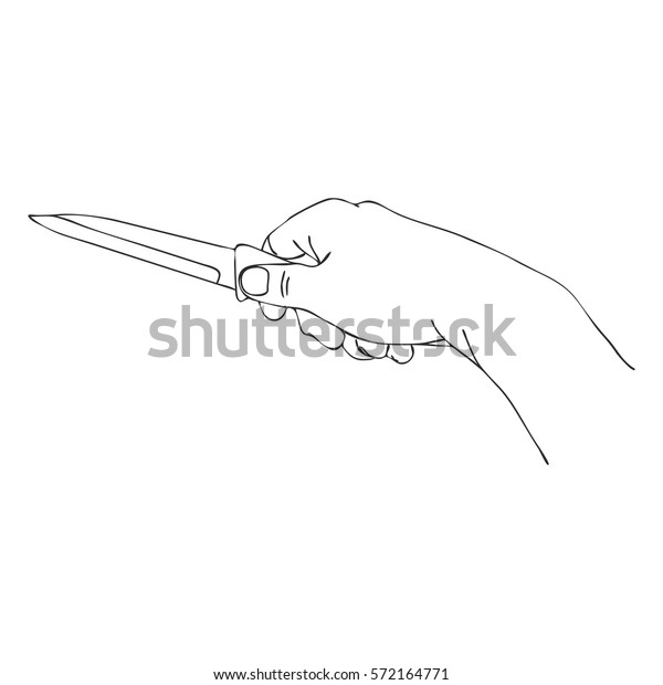 Cooking Hand Knife Line Drawing Isolated Stock Vector (Royalty Free ...