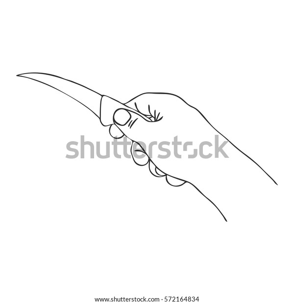 Cooking Hand Knife Line Drawing Isolated Stock Vector (Royalty Free ...