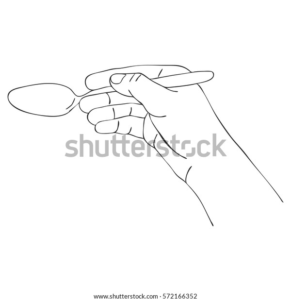 Cooking Hand Tea Spoon Line Drawing Stock Vector (Royalty Free ...