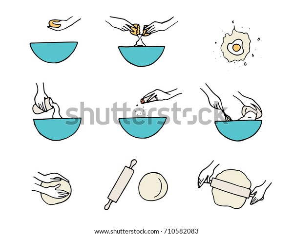 Cooking Hands Dough Preparation Doodle Vector Stock Vector (Royalty ...