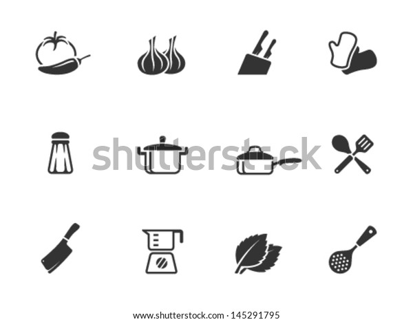 Cooking Icons Single Color Stock Vector (Royalty Free) 145291795