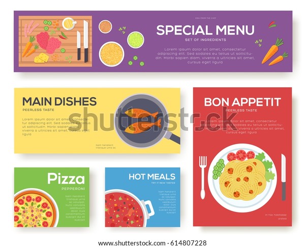 Cooking Information Cards Set Menu Template Stock Vector (Royalty Free ...
