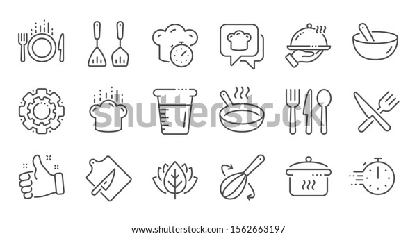 Cooking Line Icons Boiling Time Frying Stock Vector (Royalty Free ...