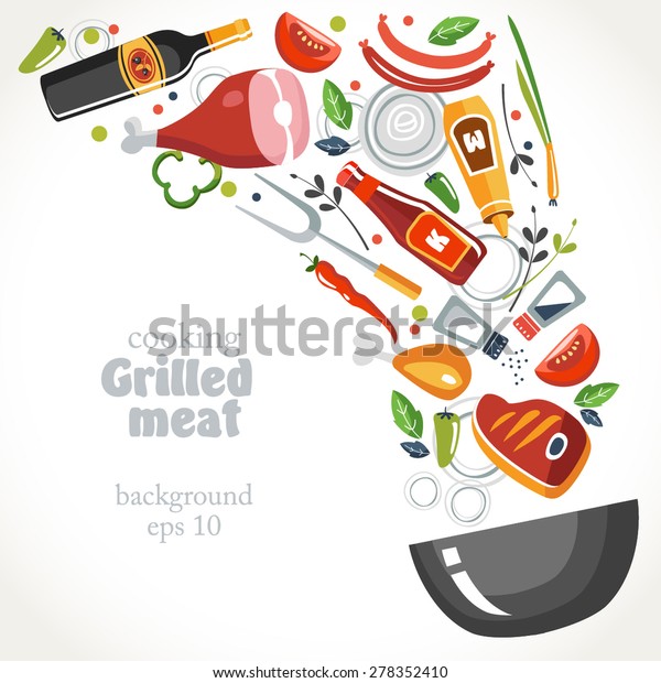 Cooking Marinade Grill Collection Background Stock Vector (Royalty Free ...