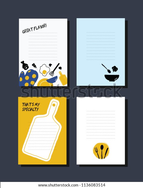 Cooking Notes Set Templates Illustration Kithcen: เวกเตอร์สต็อก (ปลอด ...
