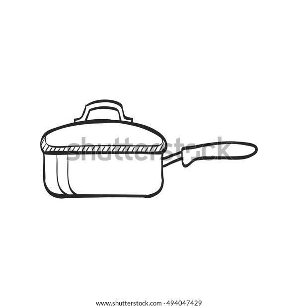 Cooking Pan Icon Doodle Sketch Lines Stock Vector (Royalty Free ...