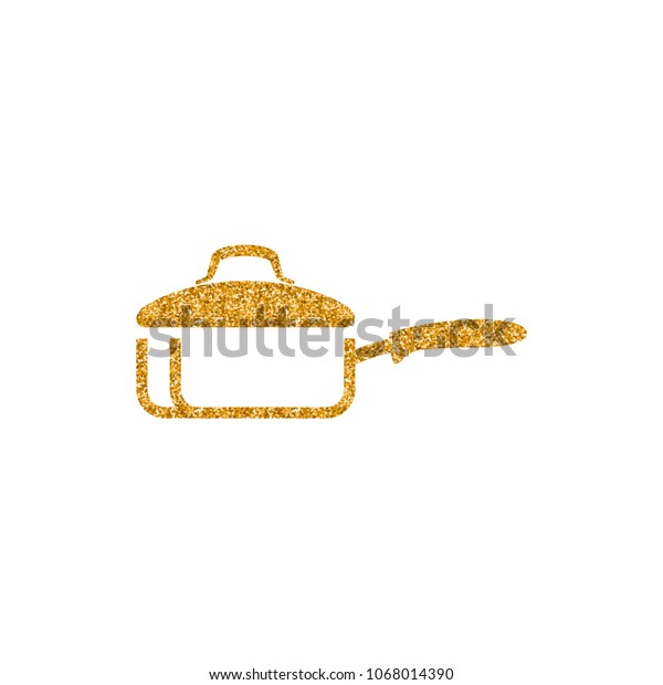Cooking Pan Icon Gold Glitter Texture Stock Vector (Royalty Free ...