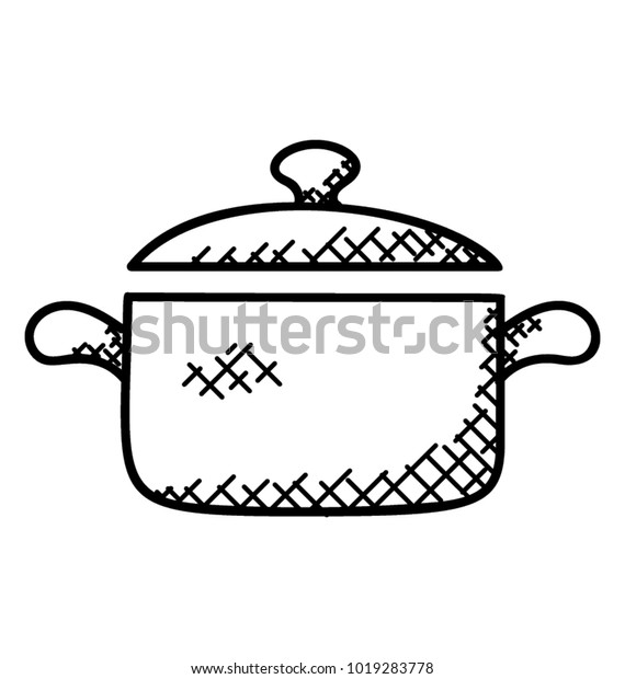 Cooking Pan Cooking Pot Doodle Icon Stock Vector (Royalty Free) 1019283778