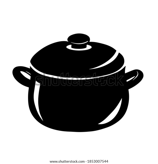 Cooking Pan Vector Icon Pan Black Stock Vector (Royalty Free ...