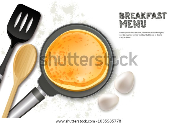 Cooking Pancake Vector Illustration Top View : image vectorielle de ...