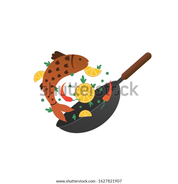 Cooking Process Vector Illustration Flipping Fry Vector De Stock