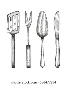 Cookware Set Sketch Vector Illustration Stock Vector (Royalty Free ...