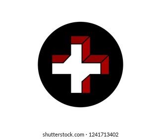 Cool Black Circle Medical Cross Logo: vector de stock (libre de ...