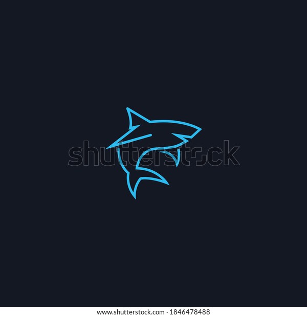Cool Blue Shark Line Art Logo Stock Vector (Royalty Free) 1846478488 ...