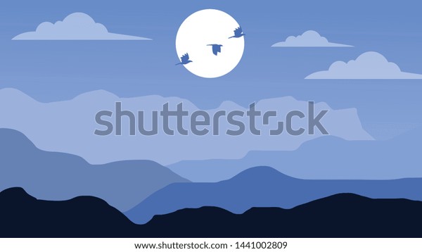 Cool Blue Theme Natural Scenery Background Stock Vector (Royalty Free ...