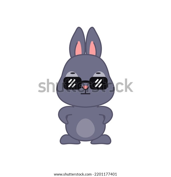 Cool Bunny Flat Cartoon Illustration Funny Stock Vector (Royalty Free ...