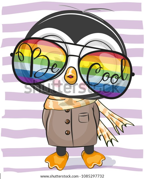 Cool Cartoon Cute Penguin Sun Glasses Stock Vector (Royalty Free ...