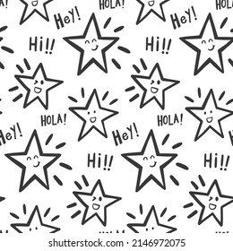 Cool Cartoon Stars Seamless Pattern Vector Stock Vector (Royalty Free ...