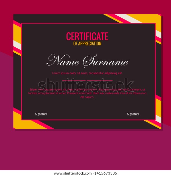 Cool Certificate Appreciation Template Design Stock Vector (Royalty ...