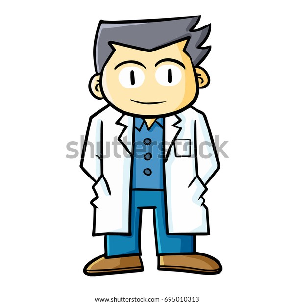 Cool Cute Funny Doctor Standing Smiling Stock Vector (Royalty Free ...