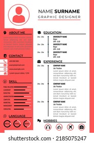 Cool Cv Resume Template Modern Design Stock Vector (Royalty Free ...