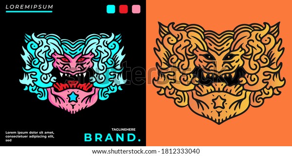Cool Demon Head Illustration Poster Sticker Stock Vector (Royalty Free ...