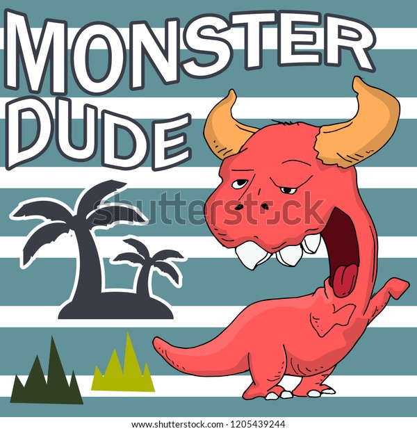 Cool Dinosaur Monster Boy Cartoon On Stock Vector (Royalty Free ...