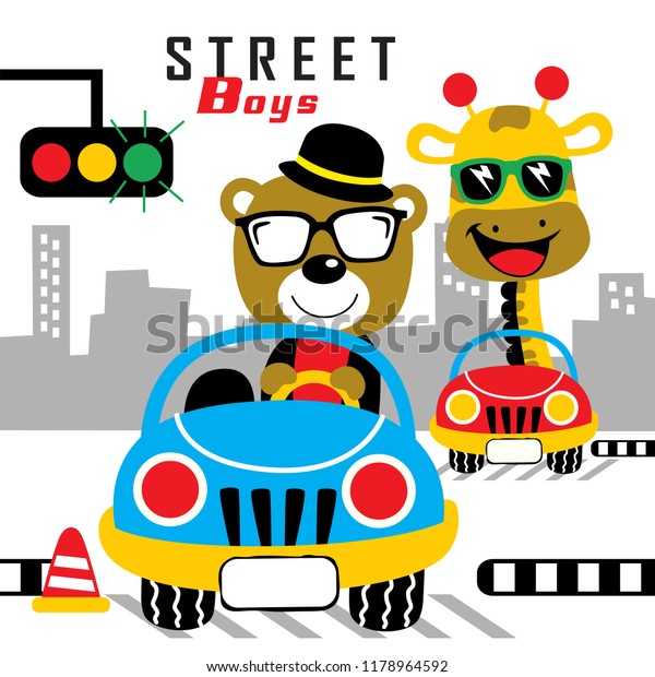Cool Driver Funny Animal Cartoonvector Illustration Stock Vector ...
