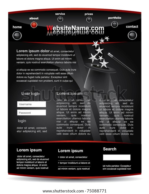 Cool Editable Black Website Template Vector Stock Vector (Royalty Free ...