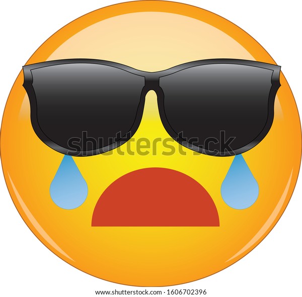 Cool Face Emoji Crying Yellow Face Stock Vector (Royalty Free ...