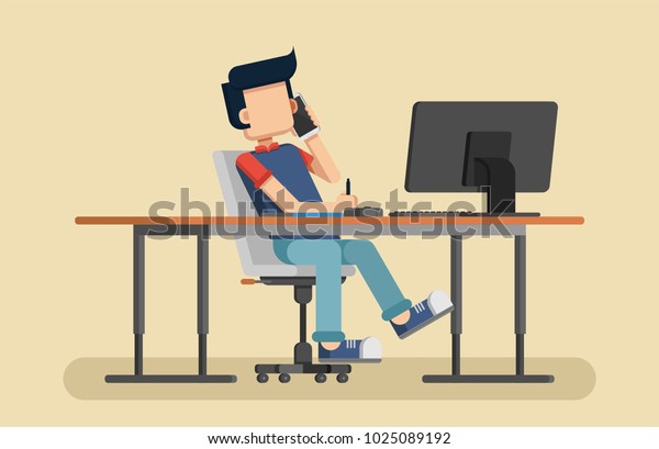 Cool Flat Design People Sitting Behind Stock Vector (Royalty Free ...