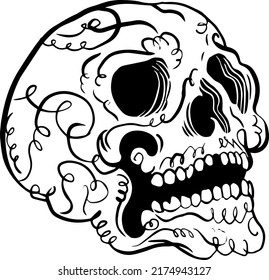 Cool Hand Drawn Skull Doodle Swirl Stock Vector (Royalty Free ...