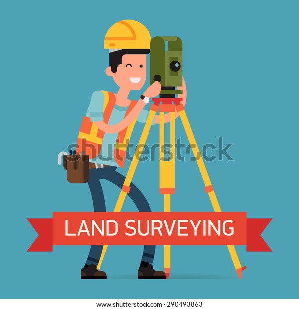 Cool land surveying concept design with civil engineer surveyor with ...