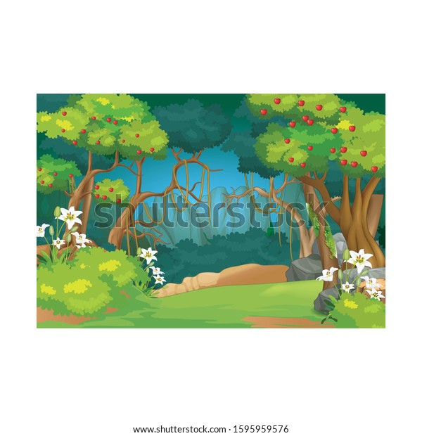 Cool Landscape Forest View Cartoon Your Stock Vector (Royalty Free ...