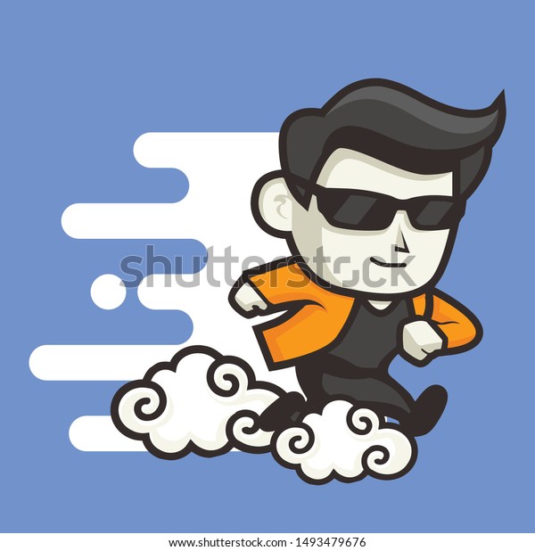 Cool Man Running Character Mascot Design Stock Vector (Royalty Free ...