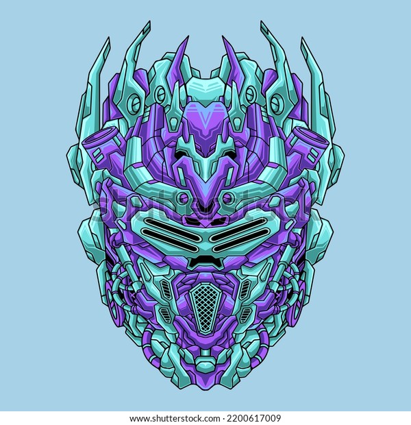 Cool Mecha Robot Head Detail Illustration Stock Vector (Royalty Free ...