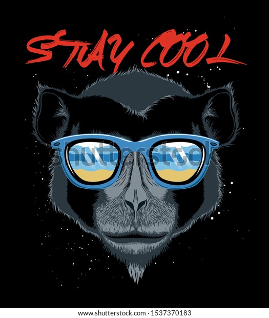 Cool Monkey Illustration Cool Slogan Tshirt Stock Vector (Royalty Free ...