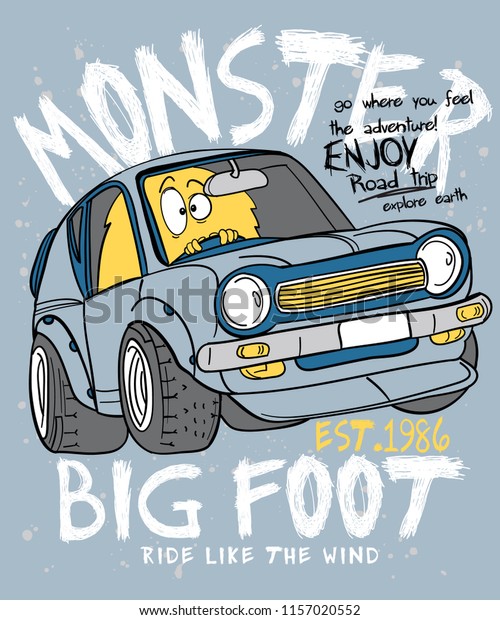 Cool Monster Driving Car Vector Design Stock Vector (Royalty Free ...